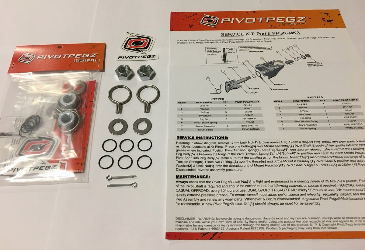 SERVICE KIT WITH A SET OF PIVOT PEGZ – Add to Cart and type/enter code ...